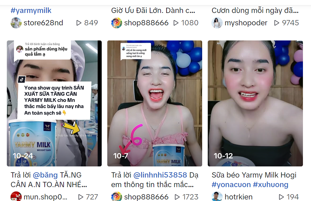 Tiktoker Yona Cươn quảng cáo sữa Yarmy không rõ nguồn gốc, nghi giả mạo ...